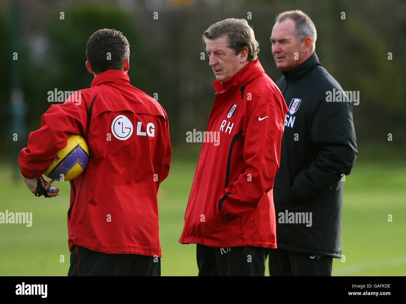 Fulham manager Roy Hodgson with reserve team coach Billy McKinlay and ...