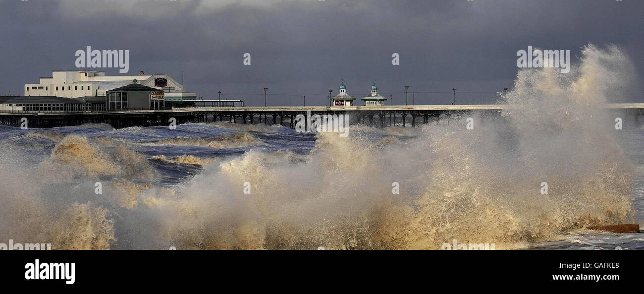A stormy day on the Pier at Blackpool today as severe gales sweep ...
