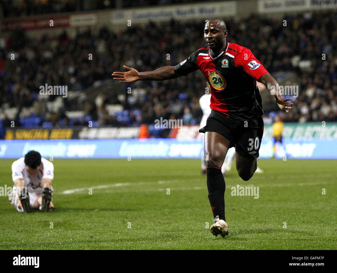 Blackburn Rovers' Jason Roberts celebrates after scoring the third goal ...