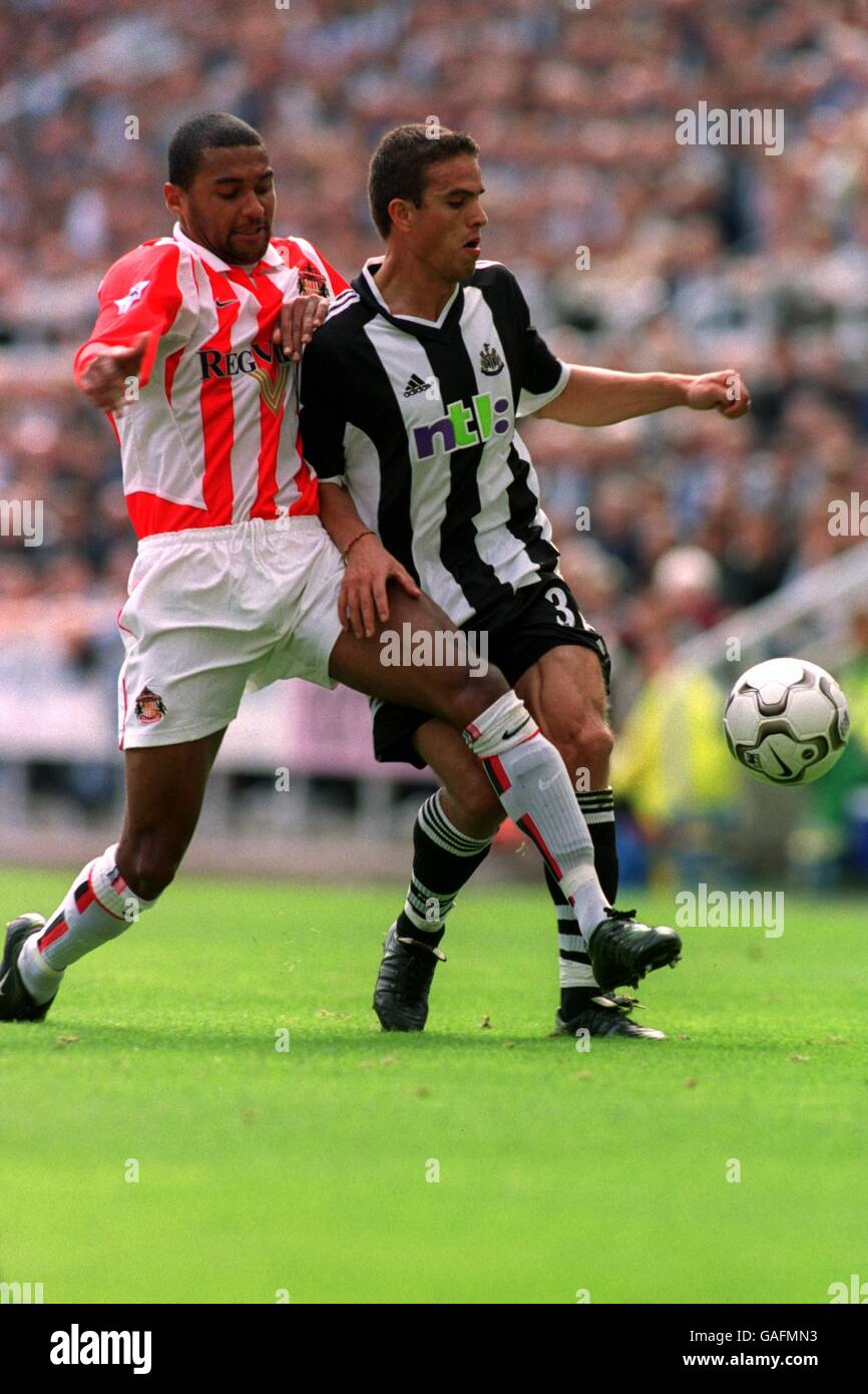 Sunderland's Matthew Piper (l) challenges Newcastle United's Laurent ...