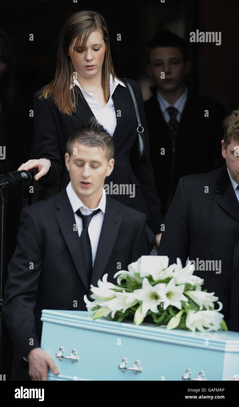 Archie Lee Hirst's mother Rebecca Hirst follows his coffin from St Paul ...