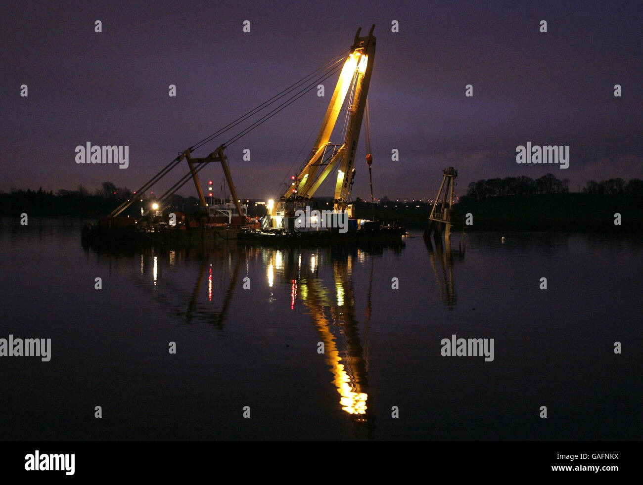 The top of the Flying Phantom tug is visible as the barge, GPS Atlas ...