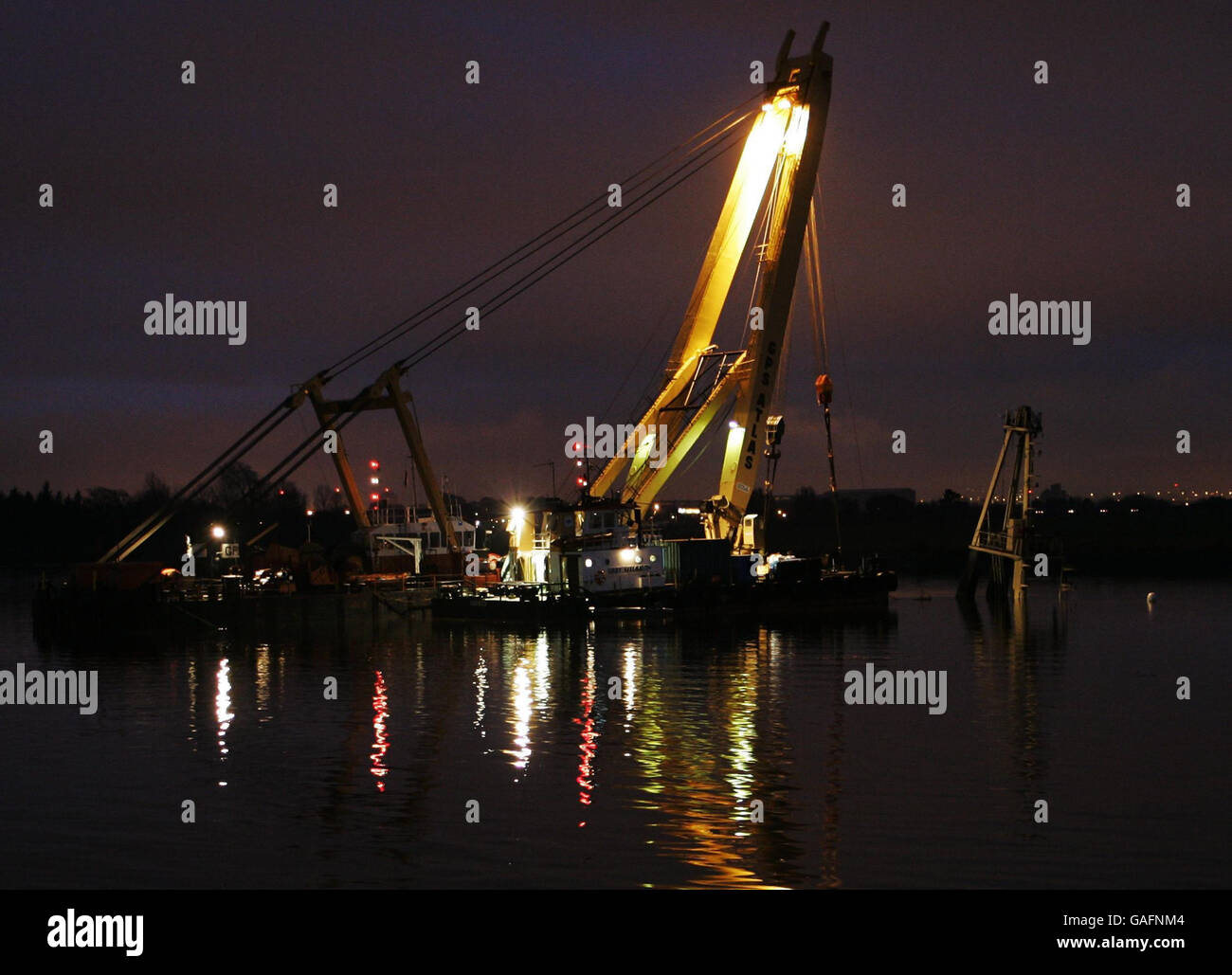 The top of the Flying Phantom Tug is visible as the barge, GPS Atlas ...