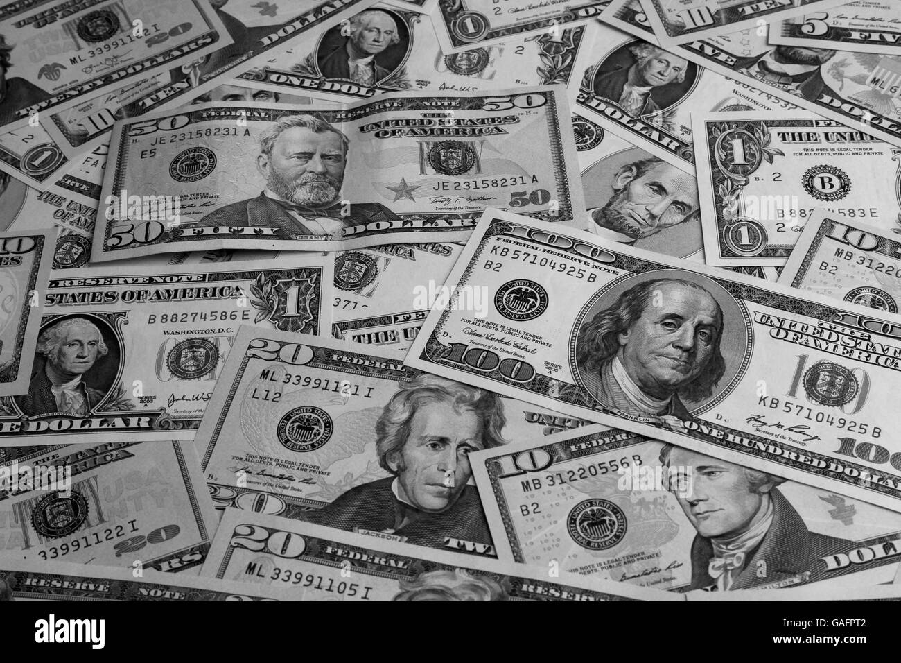 Closeup of assorted American banknotes Stock Photo - Alamy