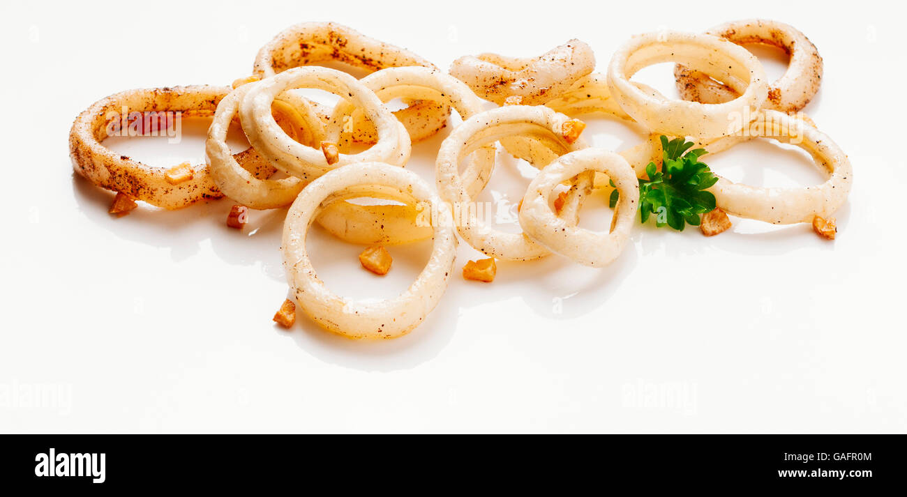 Image of delicious calamari sautéed in garlic to apply to label design ...