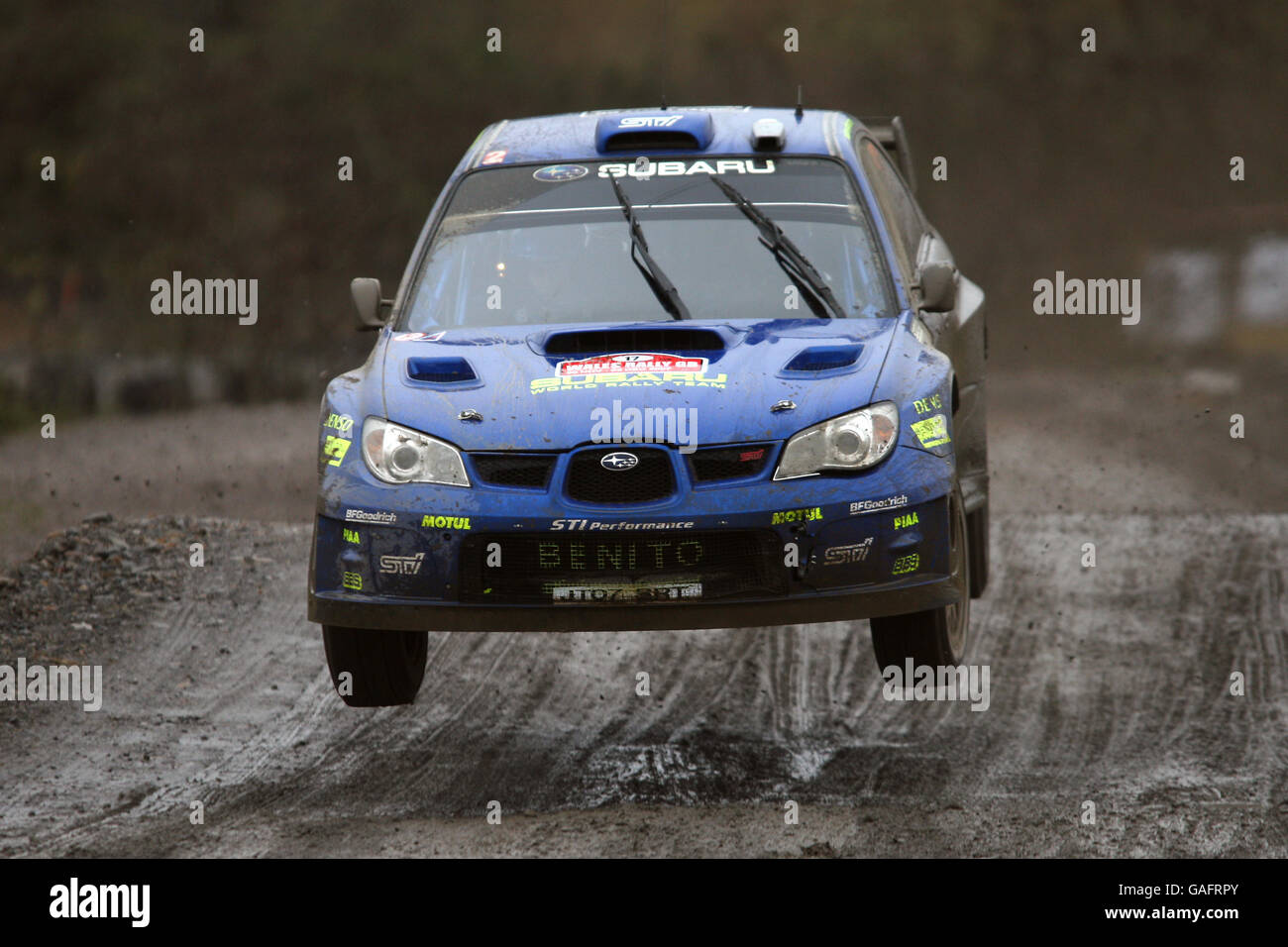 Xavier Pons of Spain in the Subura WRT Impreza WRC in the Walters Arena ...
