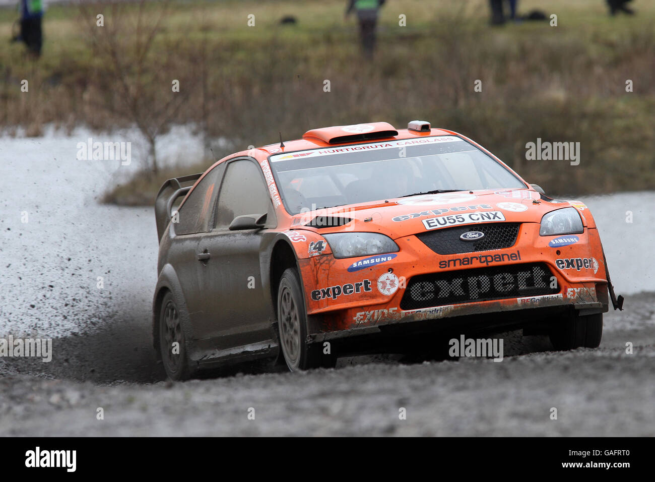 Henning Solberg or Norway in the Ford Focus RS WRC 06 in Walters Arena ...