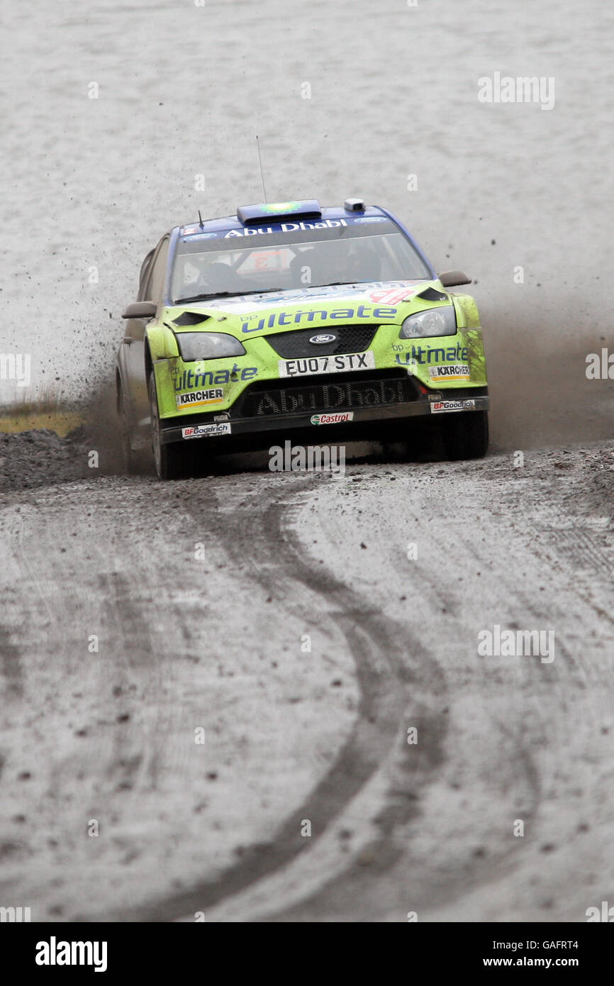 Marcus Gronholm of Finland in the Ford Focus RS WRC 07 in Walters Arena ...