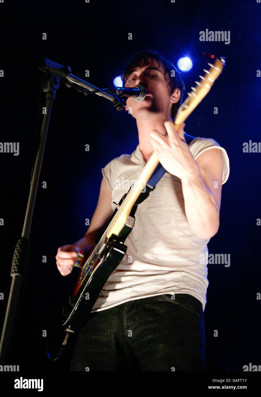 Babyshambles bassist Drew McConnell, performs a song in the absence of ...