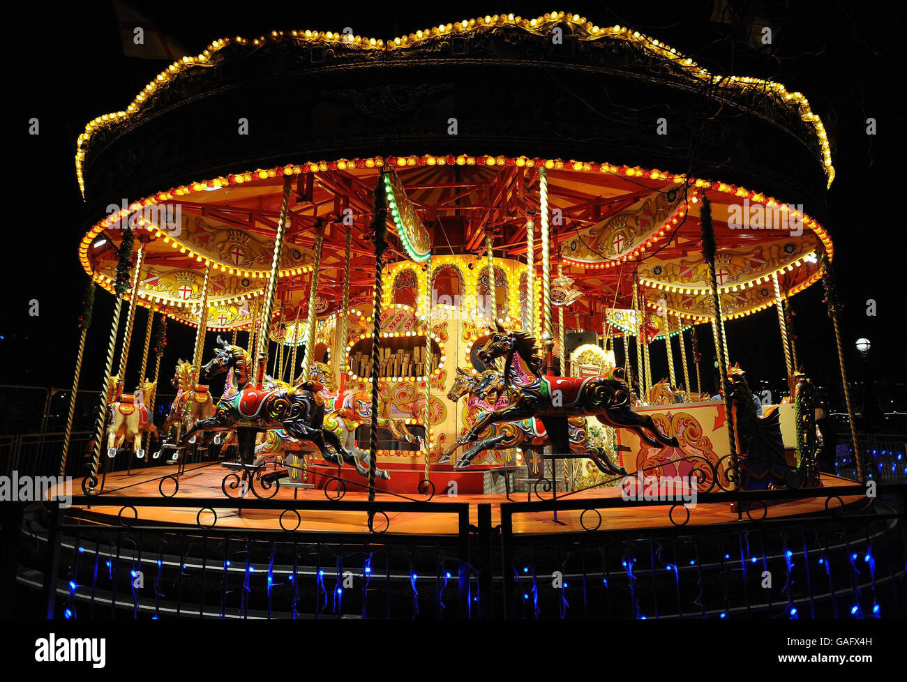 Fair ground carousel. A fair ground carousel on the South Bank of the ...