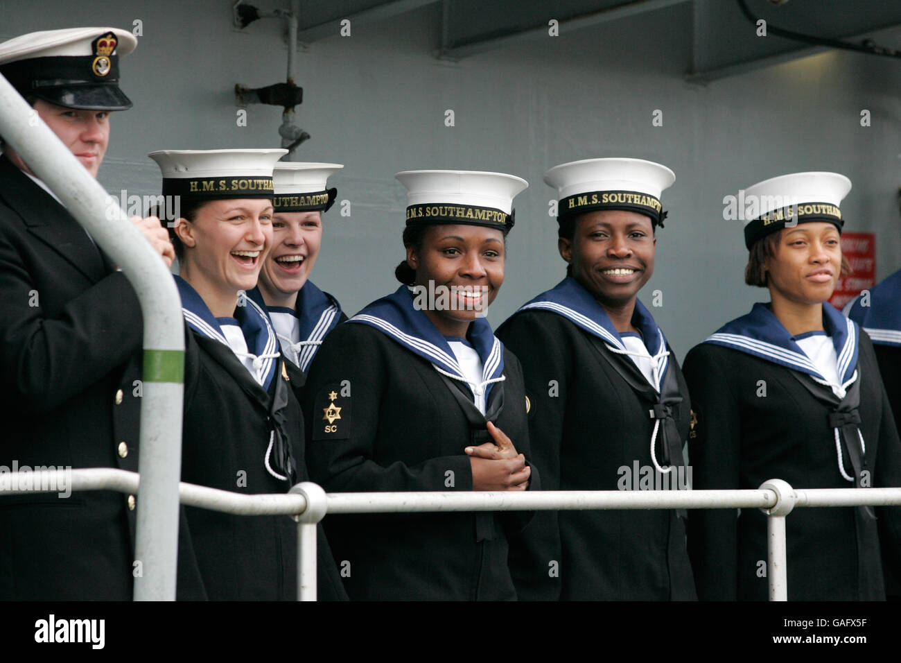 Stock image of female sailors aboard the Royal Navy Destroyer HMS ...