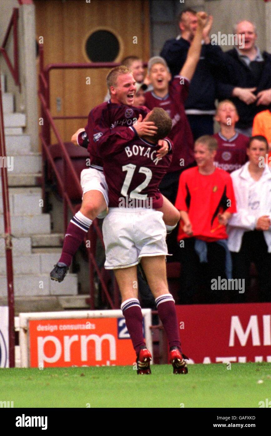 Heart Of Midlothian's Graham Weir (back) celebrates his goal with ...