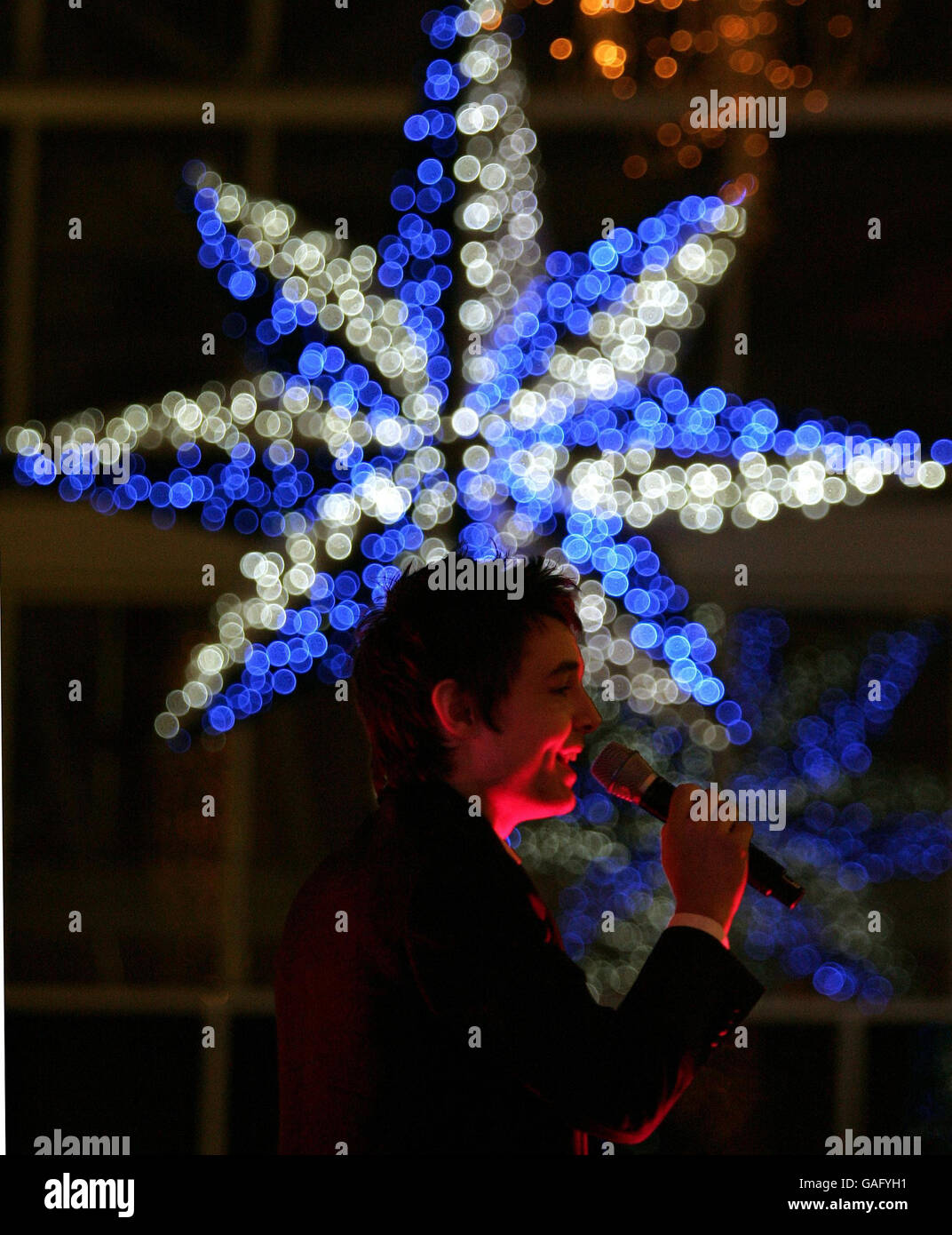 X-Factor winner Leon Jackson signing session - Livingston Stock Photo ...