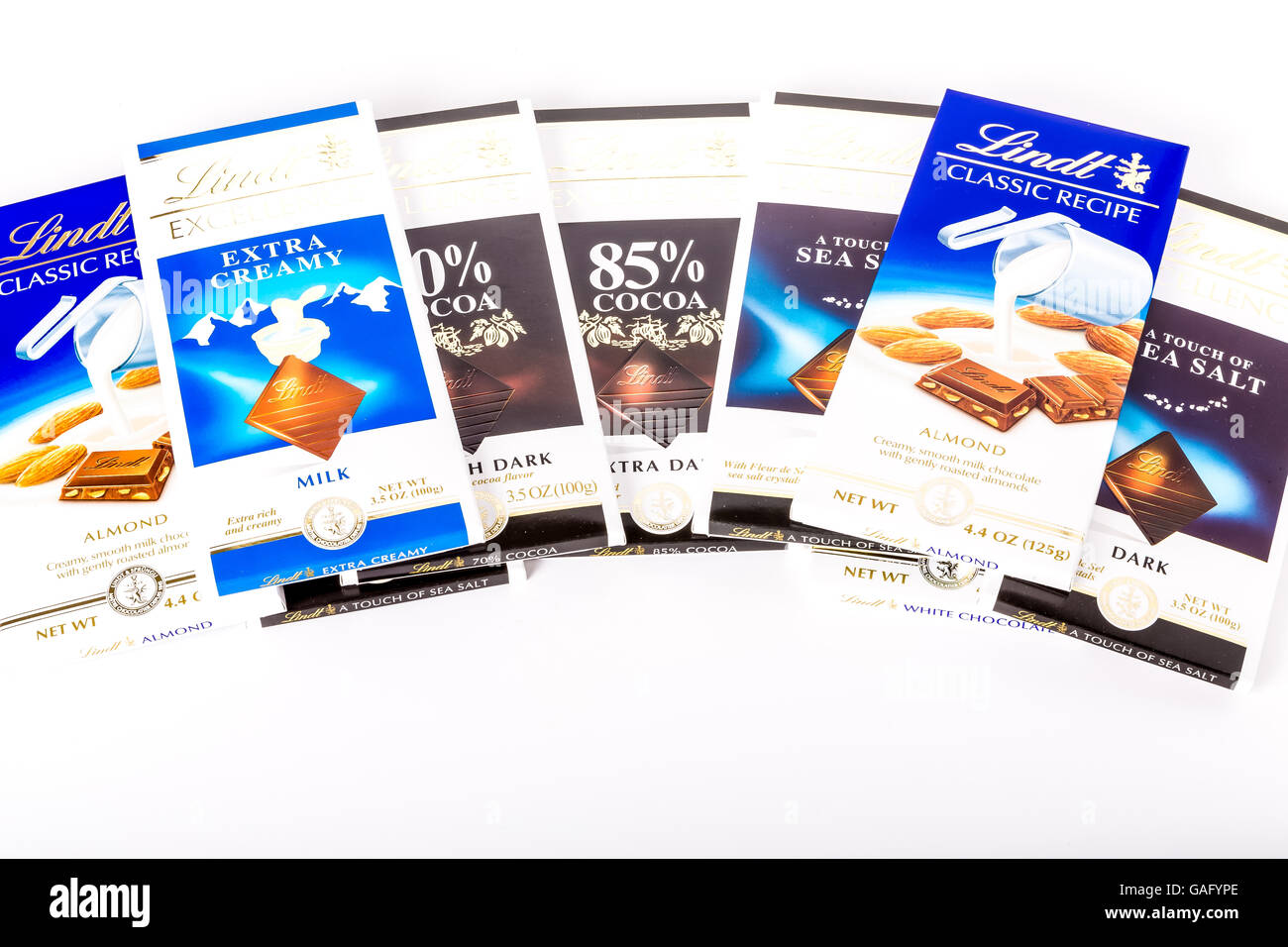 Lindt's Chocolate Bars on White Background Stock Photo - Alamy