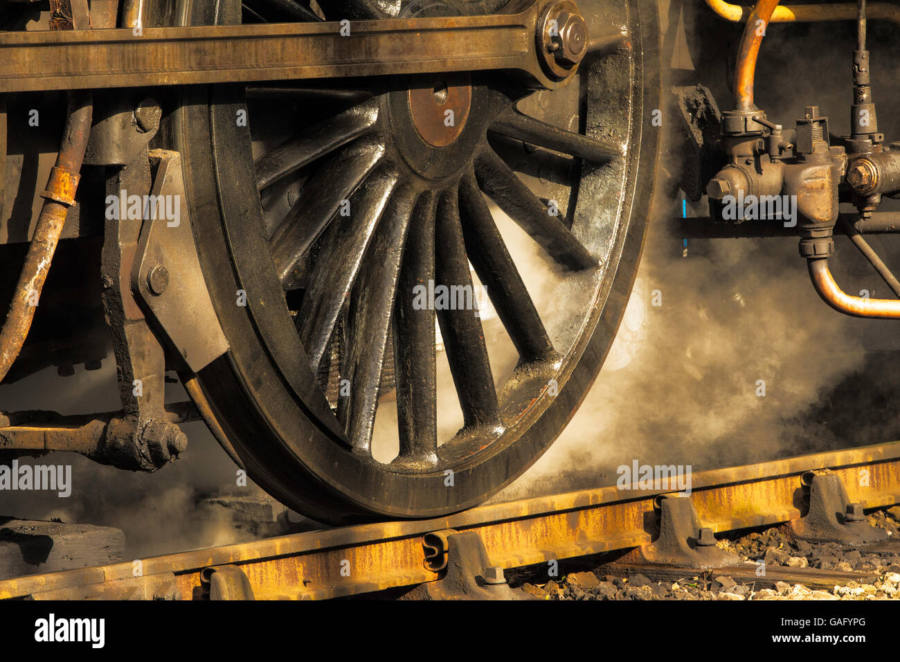 Steam Train driving wheel close up Stock Photo - Alamy