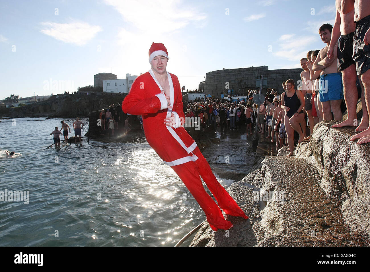 Roderick O'Conor dressed as Santa Claus takes the plunge for the Annual ...