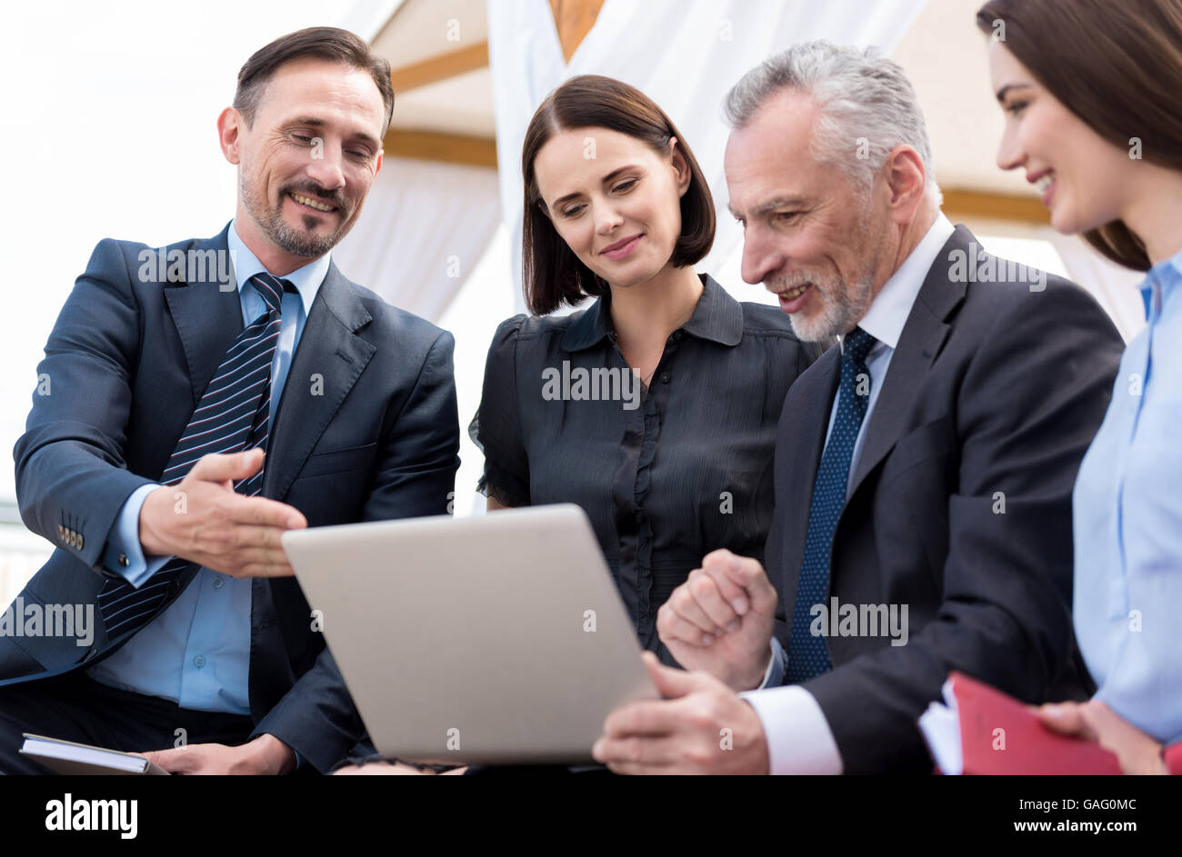 Positive professional colleagues working on the project Stock Photo - Alamy