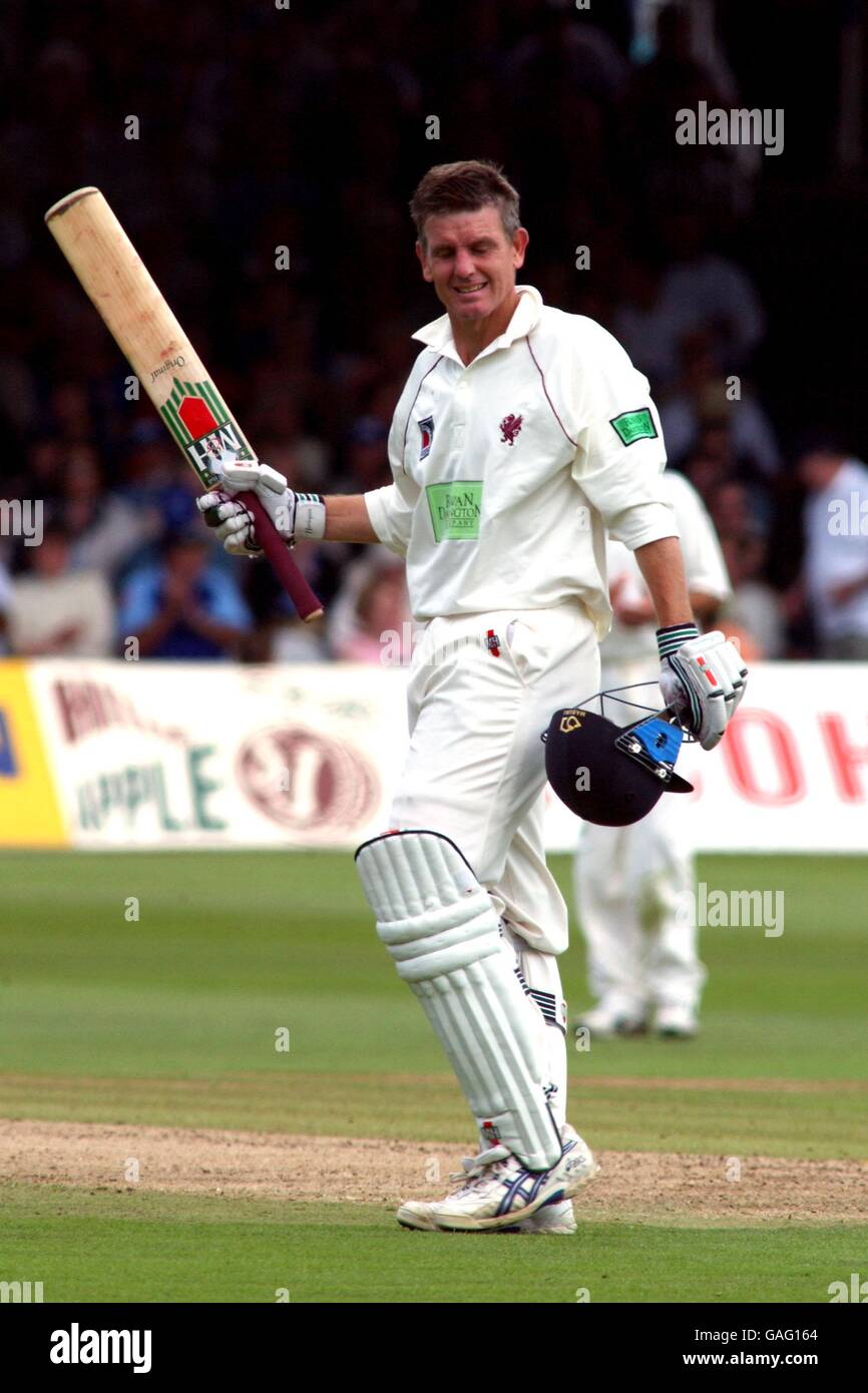 Somersets peter bowler celebrates his half century hi-res stock ...