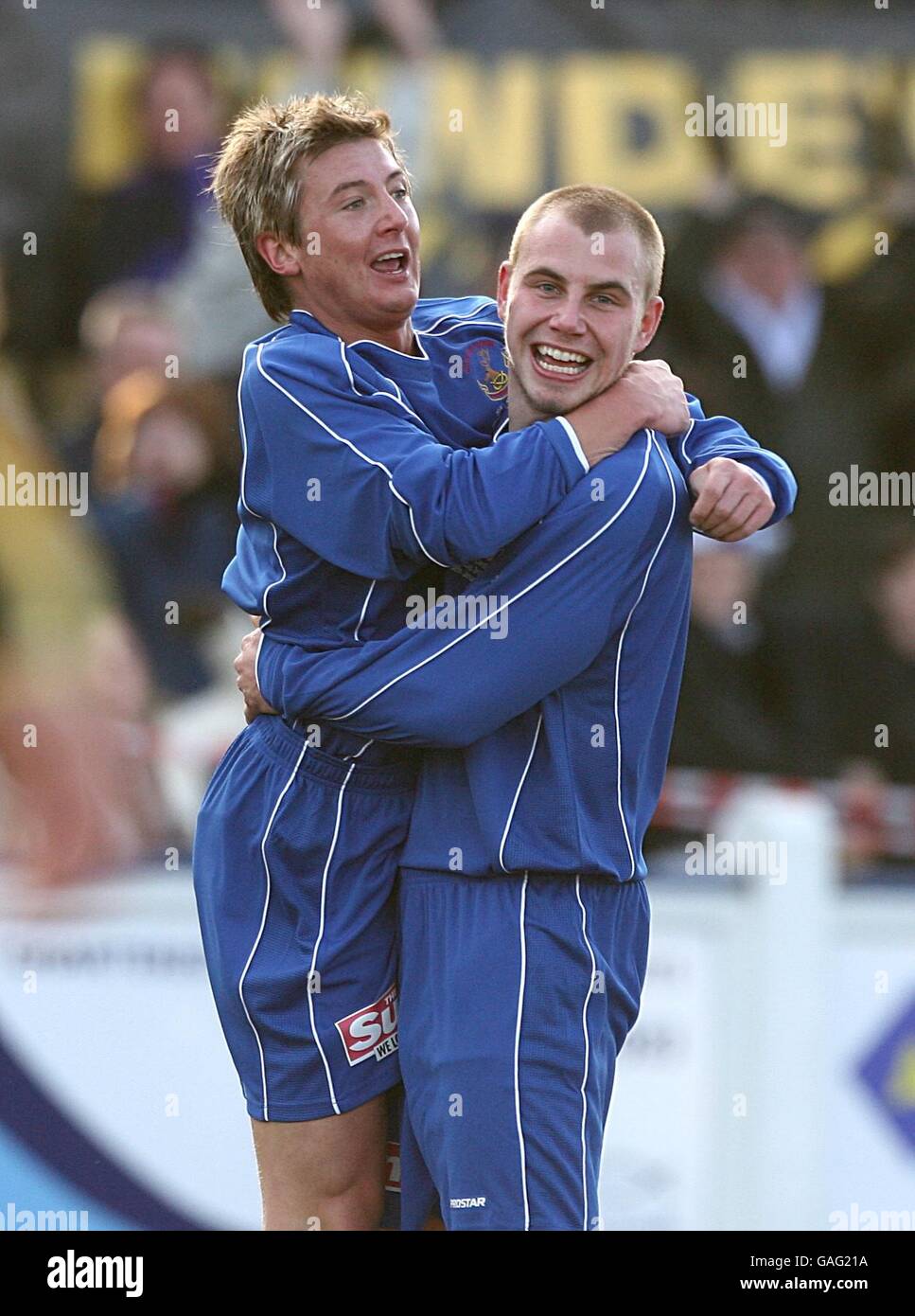 Chasetown's Ben Steane (l) and Craig Holland celebrate the opening goal ...