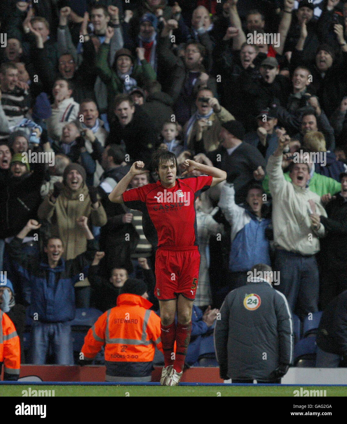 Covenrty City's Elliott Ward celebrates scoring against Blackburn ...