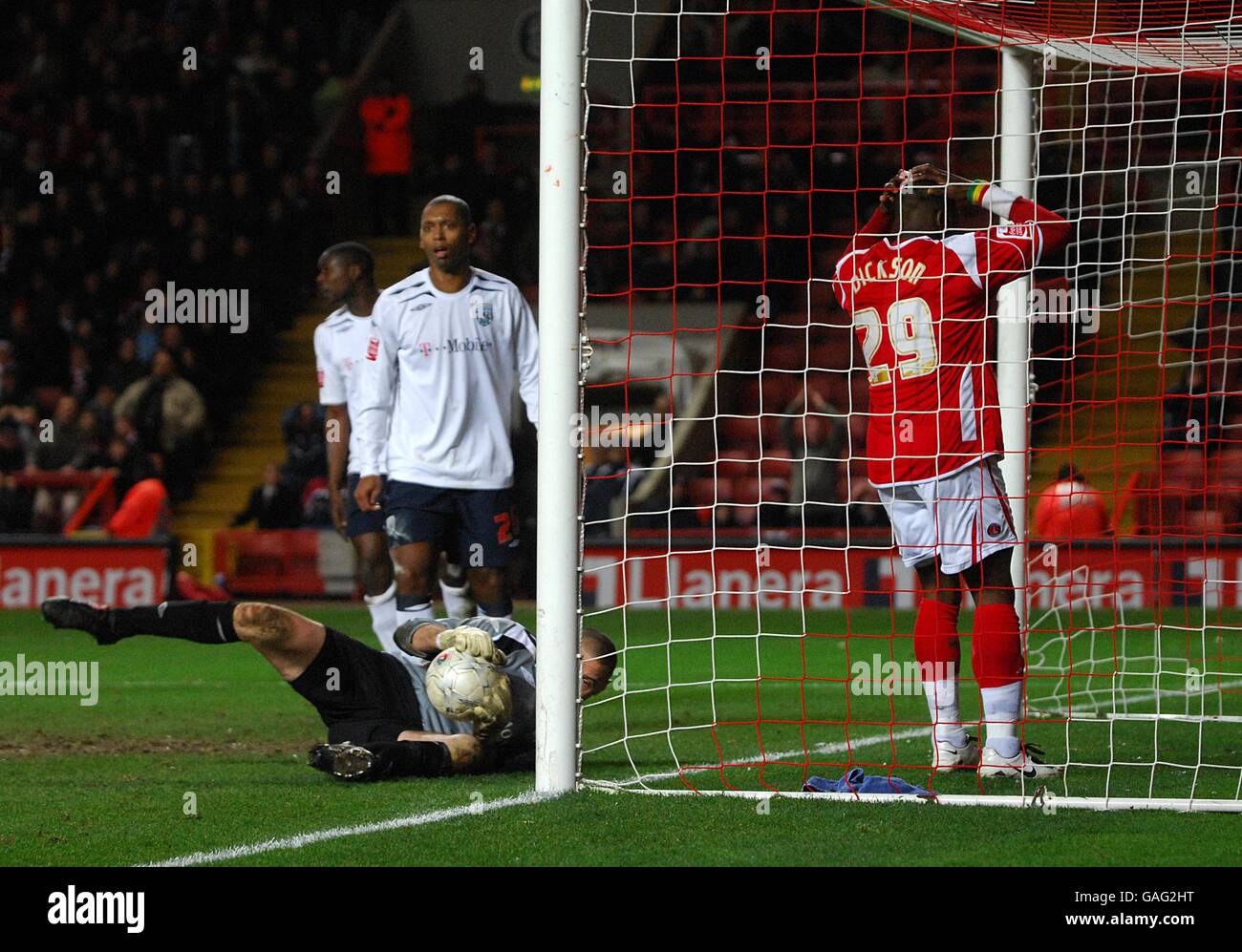 Charlton Athletic's Chris Dickson is dejected after a late effort on ...