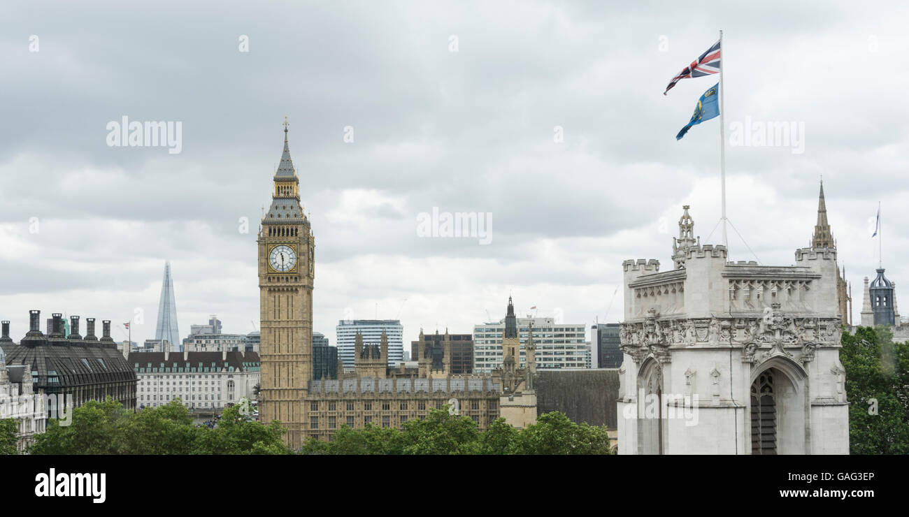 The skyline above Parliament Square in the City of Westminster, London ...