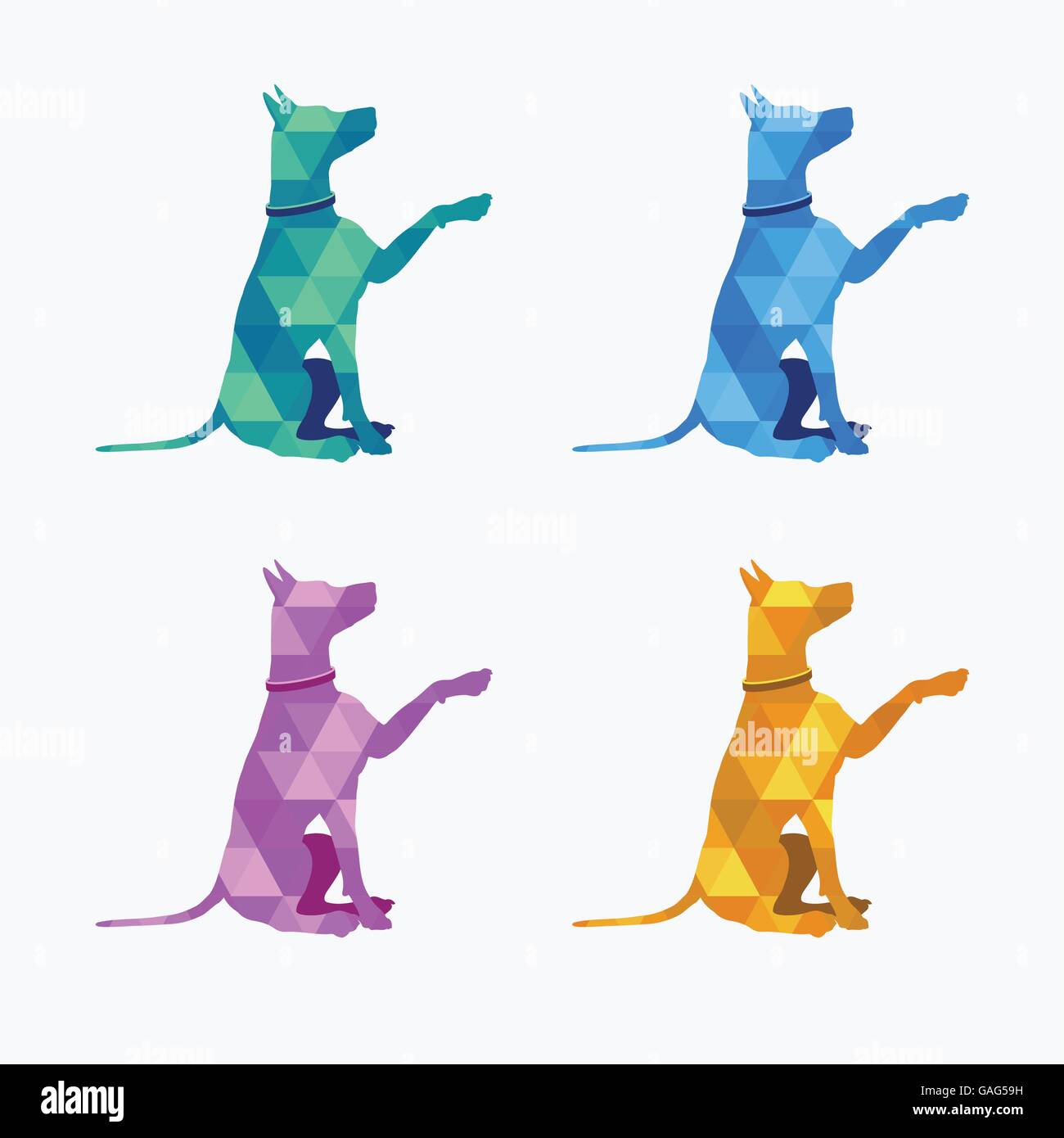 Dog gives his paw, silhouette of dog consisting of triangles Stock ...