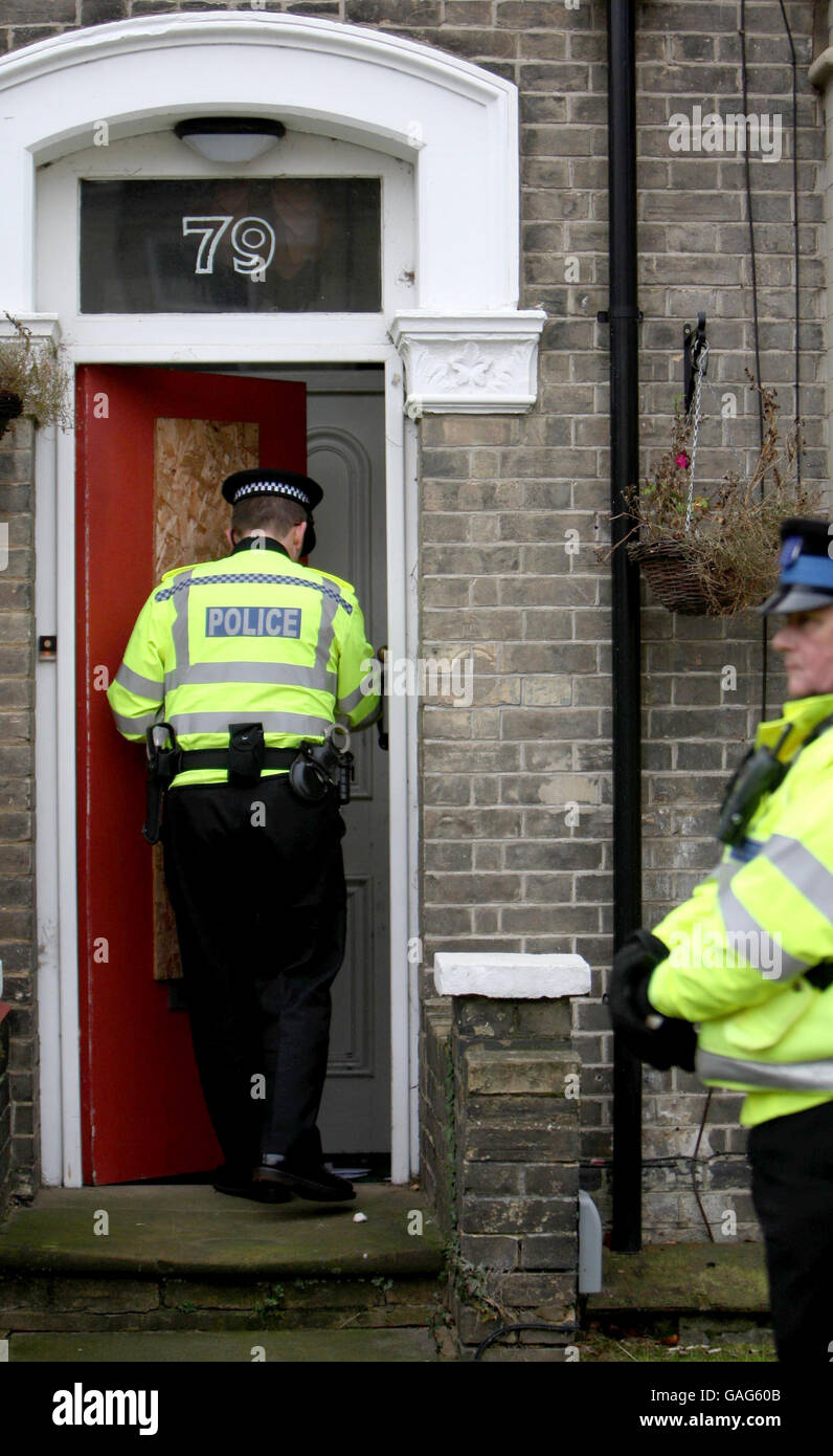 Police enter the former home of accused prostitute murderer Steve Wright ahead of a jury visit ...
