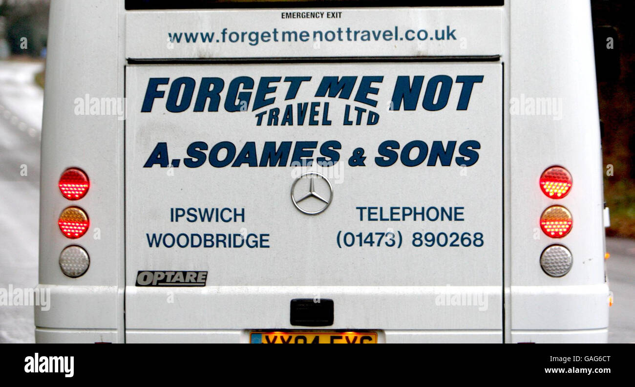 The company name on the back of the bus carrying the jury of the Steve ...