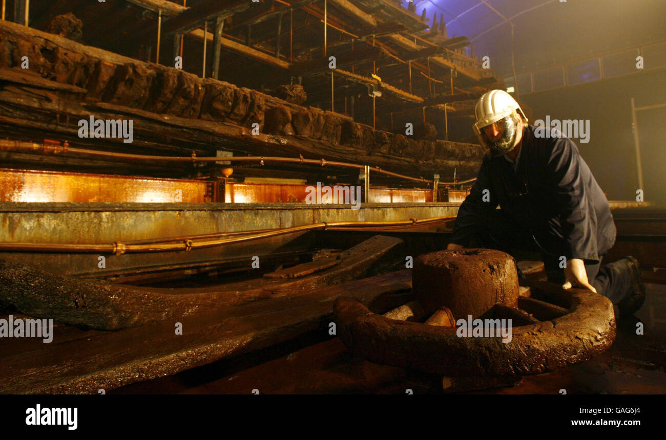Ship Hall Engineer Tony Marsland inspects part of Henry VIII's famous ...