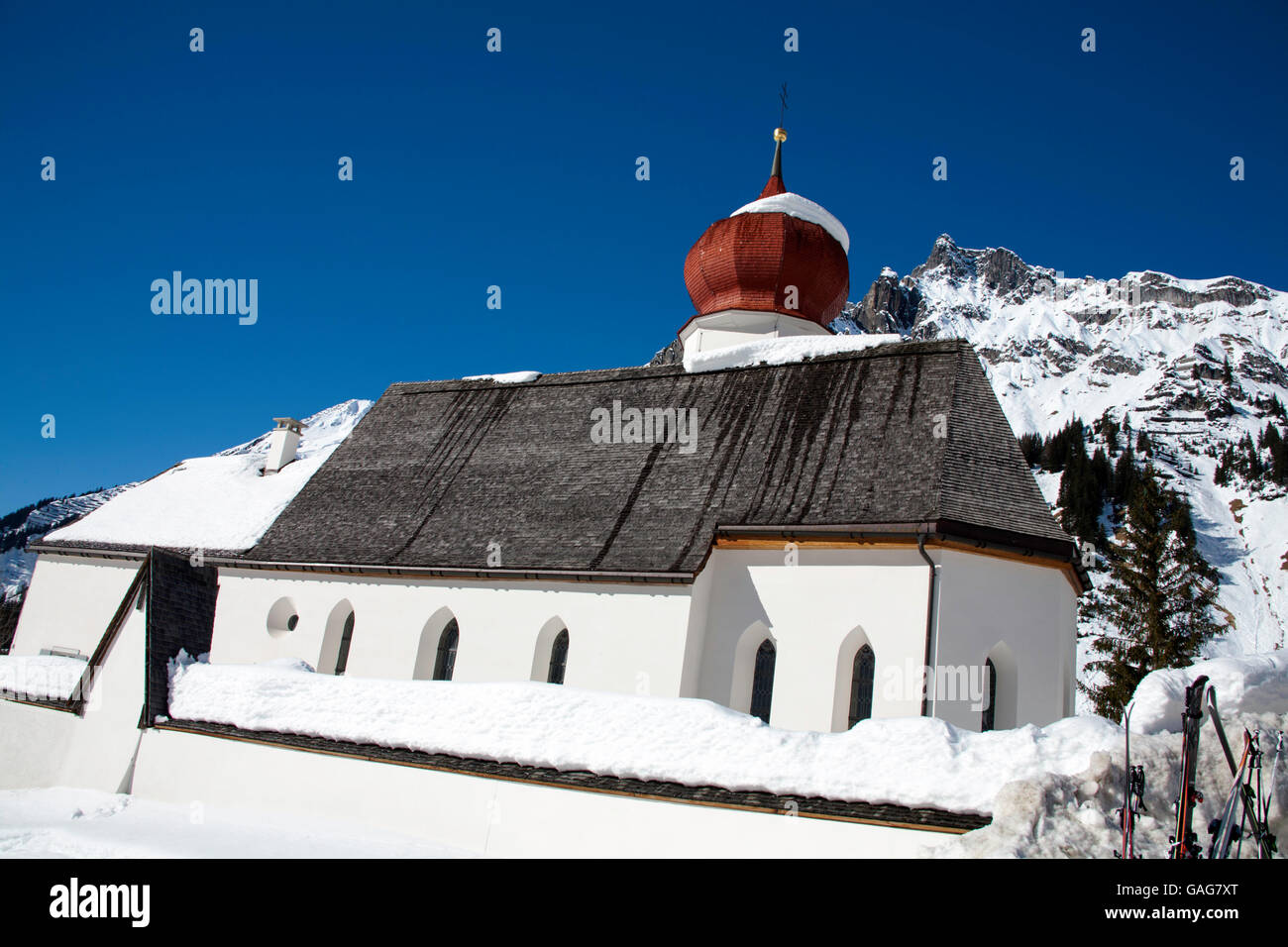 The church at Stuben near Lech and St Anton Arlberg Austria Stock Photo ...