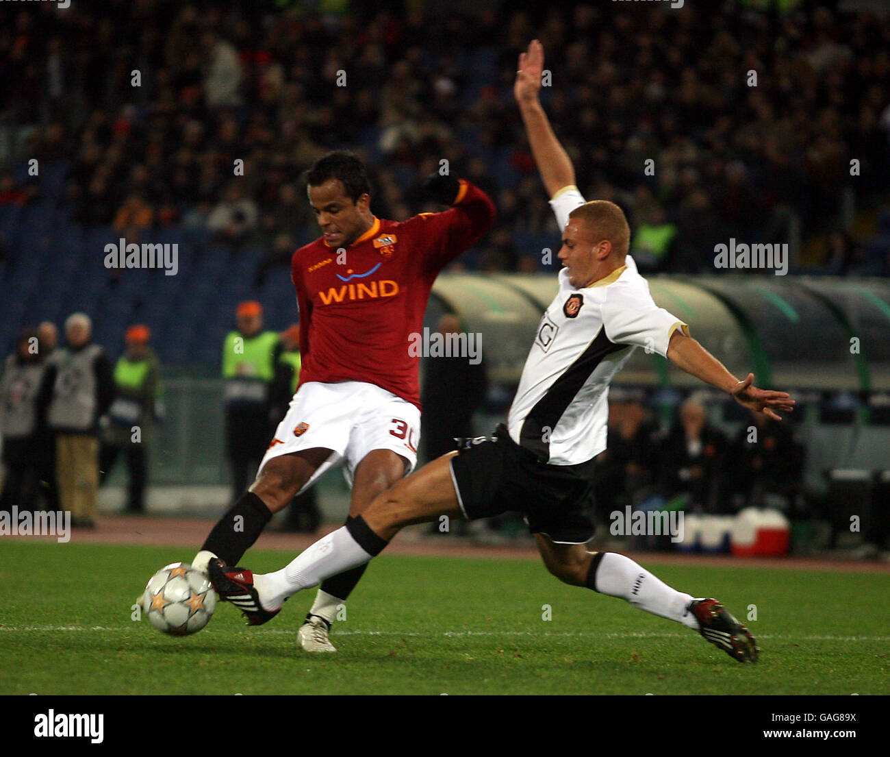 Stadio olimpico romas mancini scores to make the score 1 1 hi-res stock ...