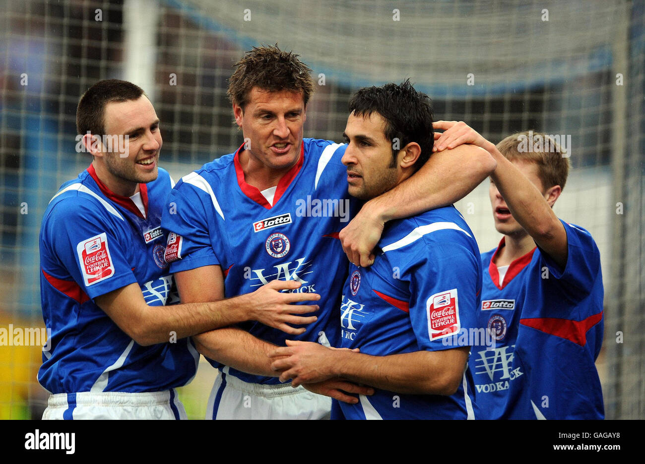 Chesterfield's Jack Lester (second from right) celebrates his side's ...