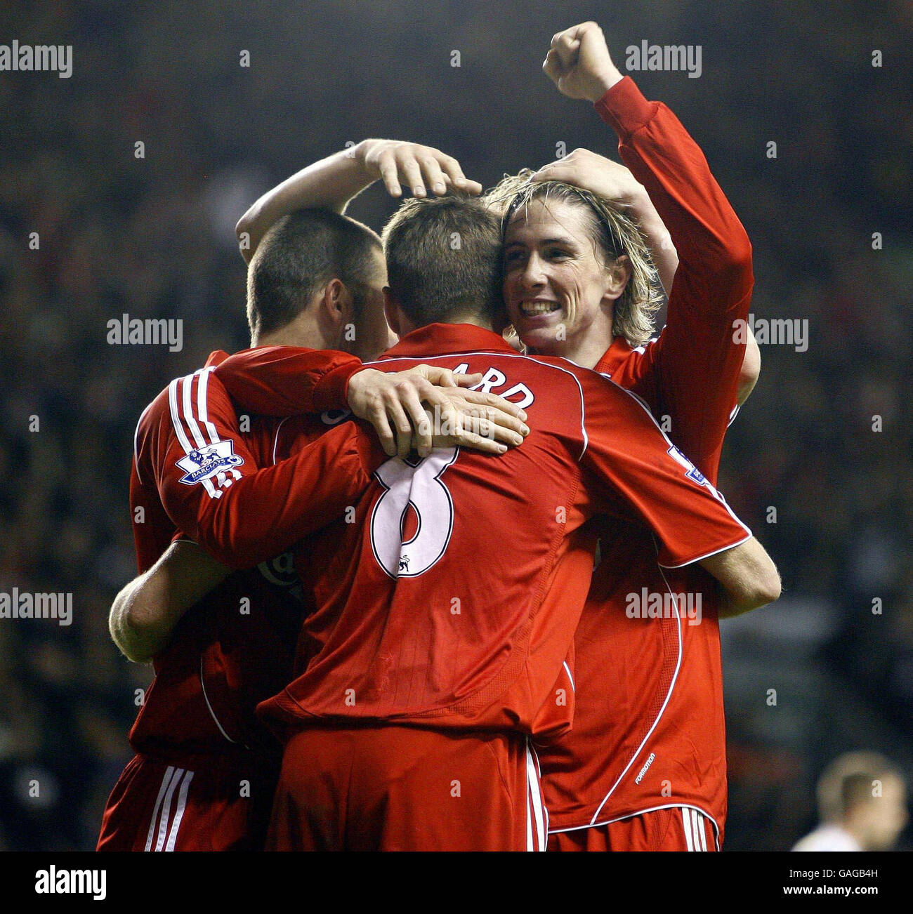 Liverpool's Fernando Torres celebrates his second goal during the ...