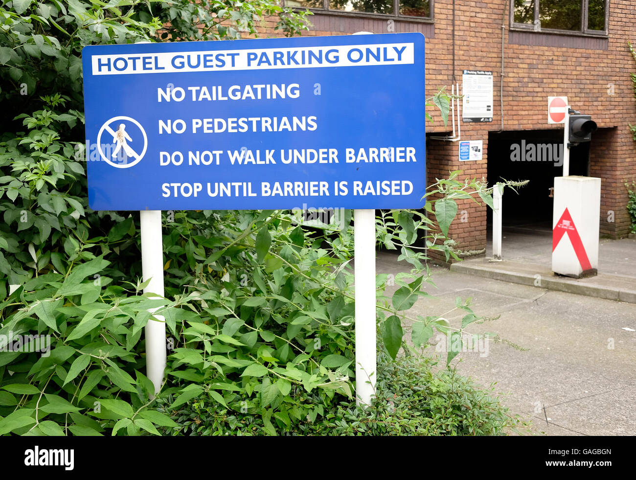 Sign on a Hotel car park stating it is for guest parking only, July ...