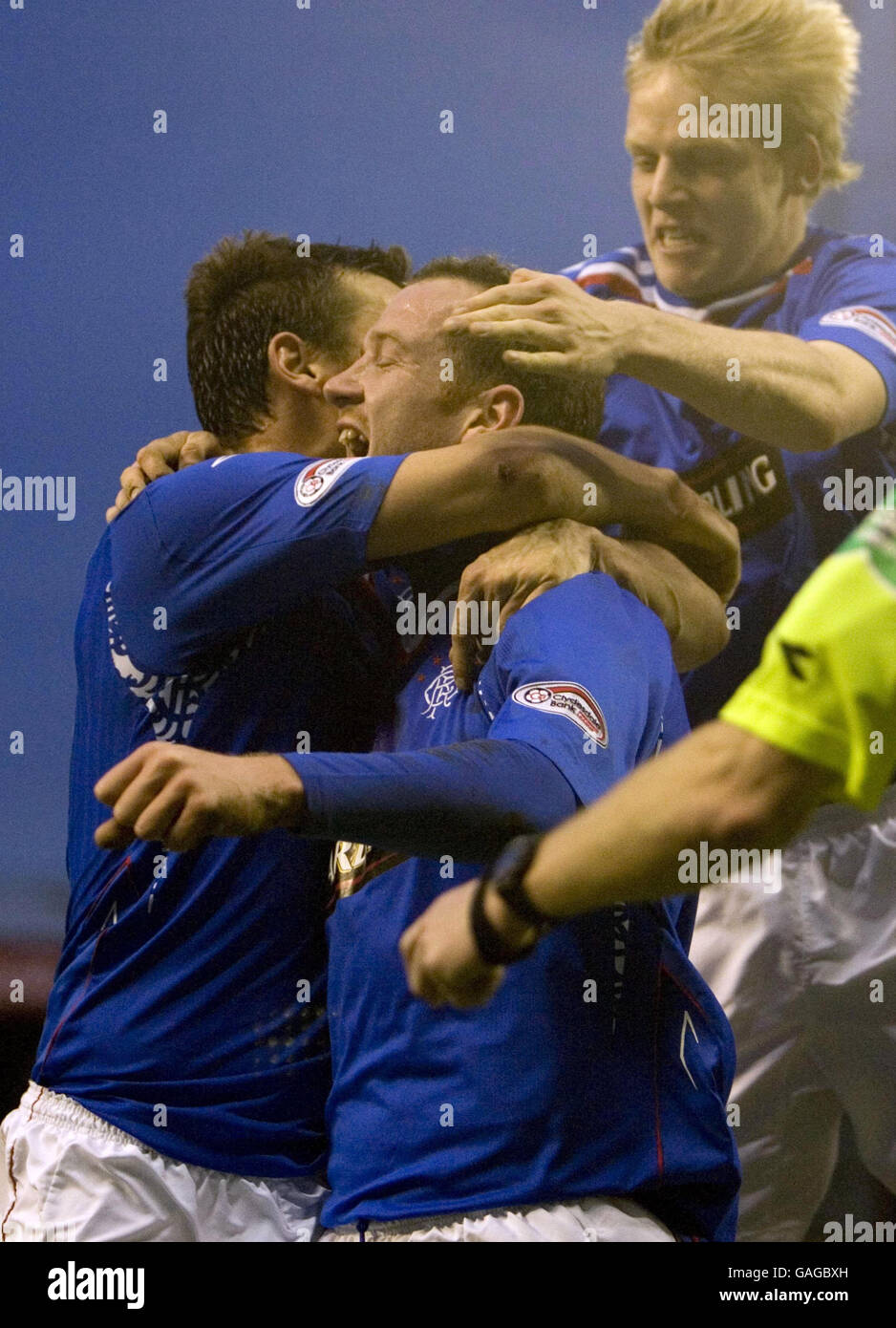 Rangers' Charlie Adam celebrates scoring during the Clydesdale Bank ...