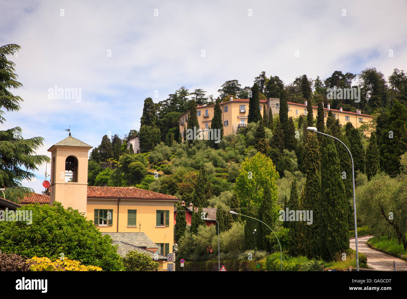 Belltower of Bellagio in the Lake Como, Italy Stock Photo - Alamy