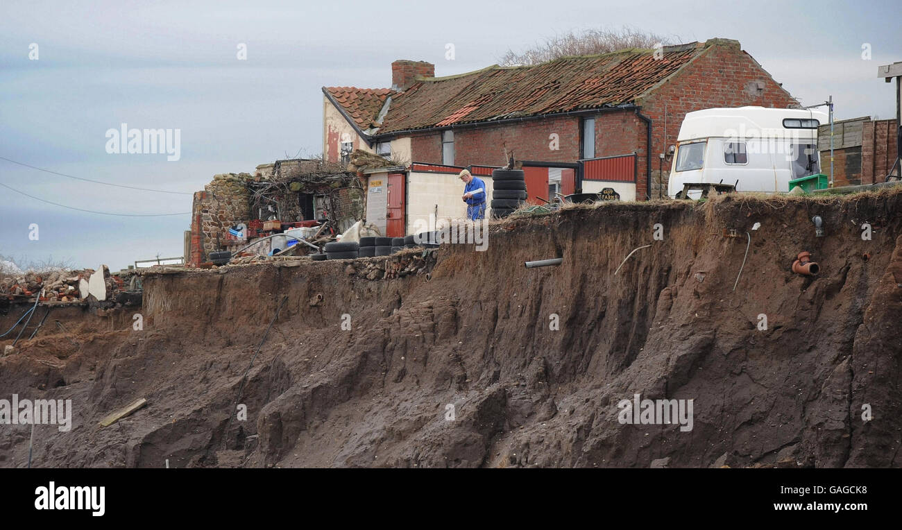 Cliff Farm on the East Coast, close to Skipsea, has been left teetering ...
