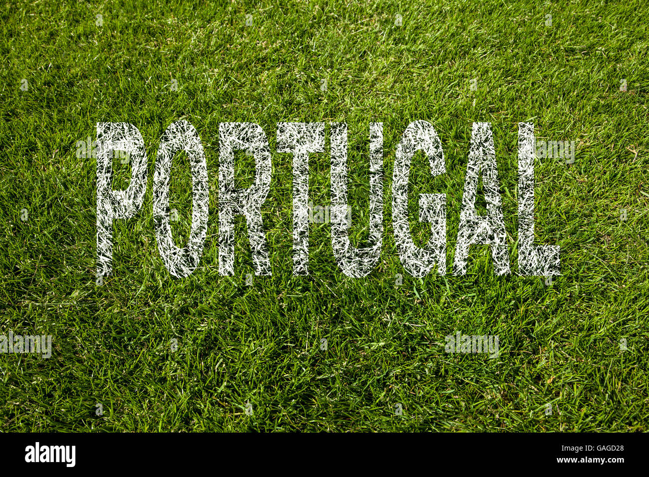 Portugal written on grass Stock Photo - Alamy