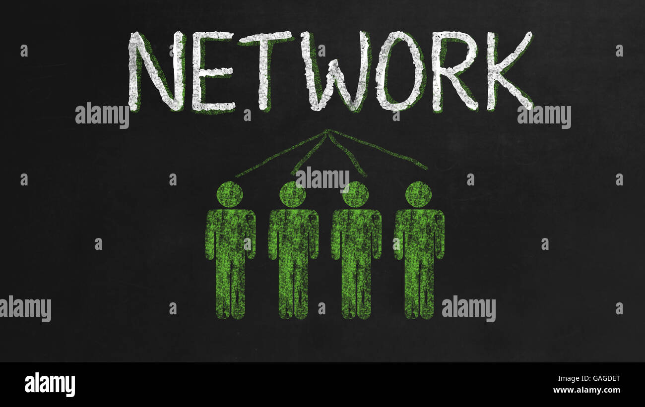Network diagram on black chalkboard Stock Photo - Alamy