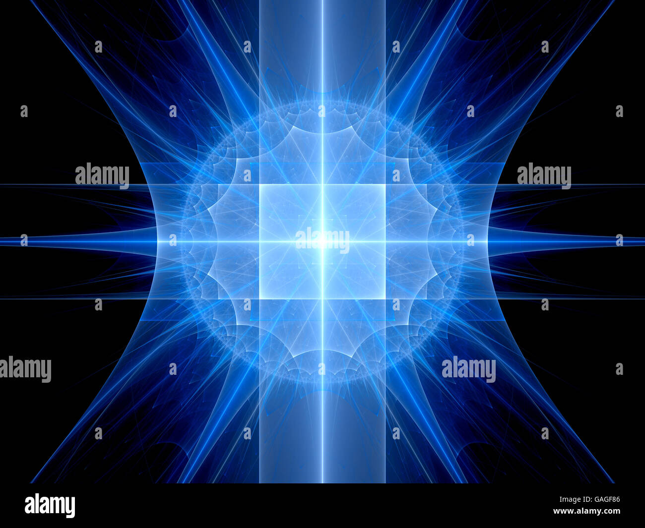 Blue futuristic hardware in space, computer generated abstract ...