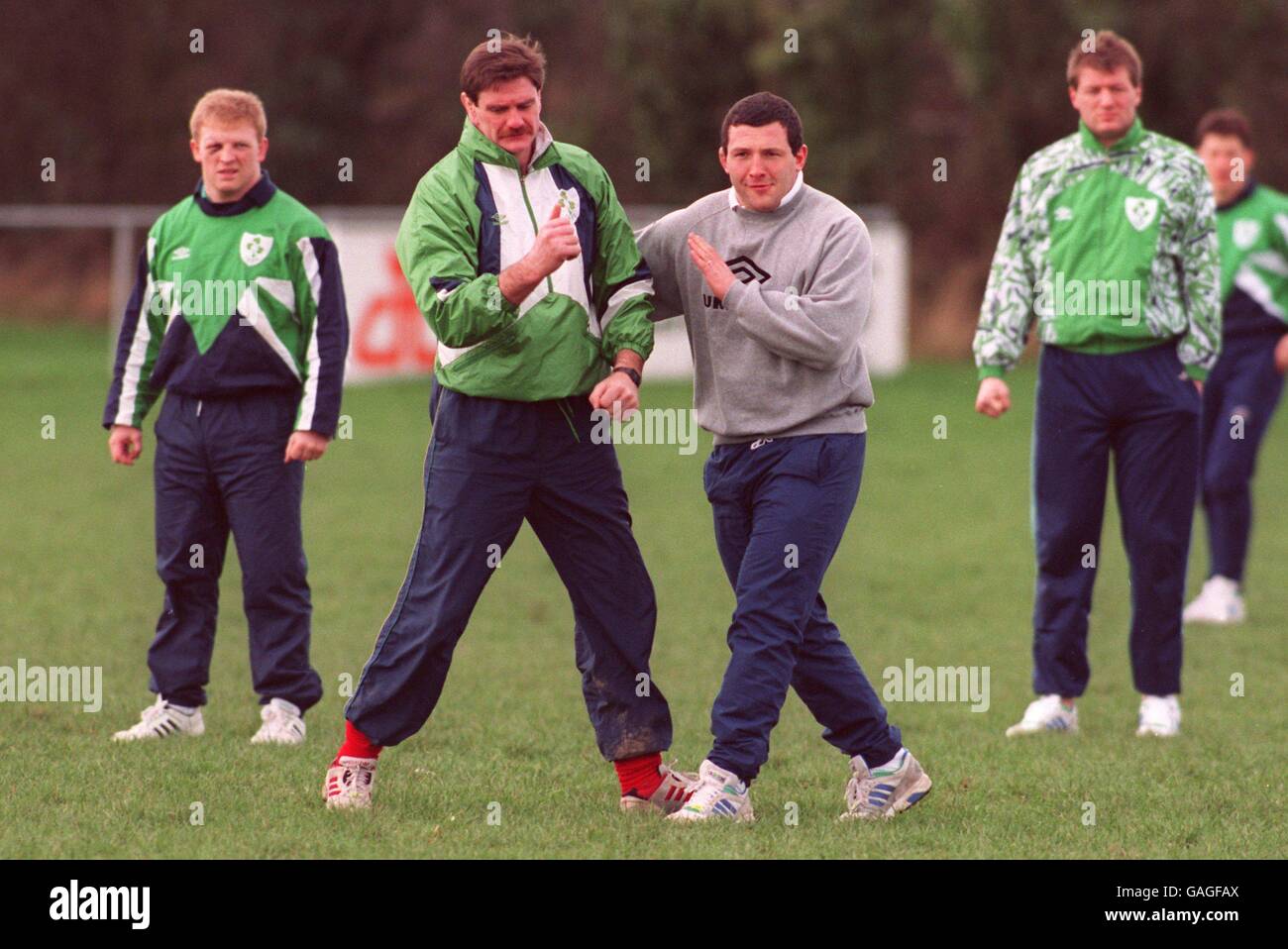 Willie anderson and nick popplewell muck about during training hi-res ...