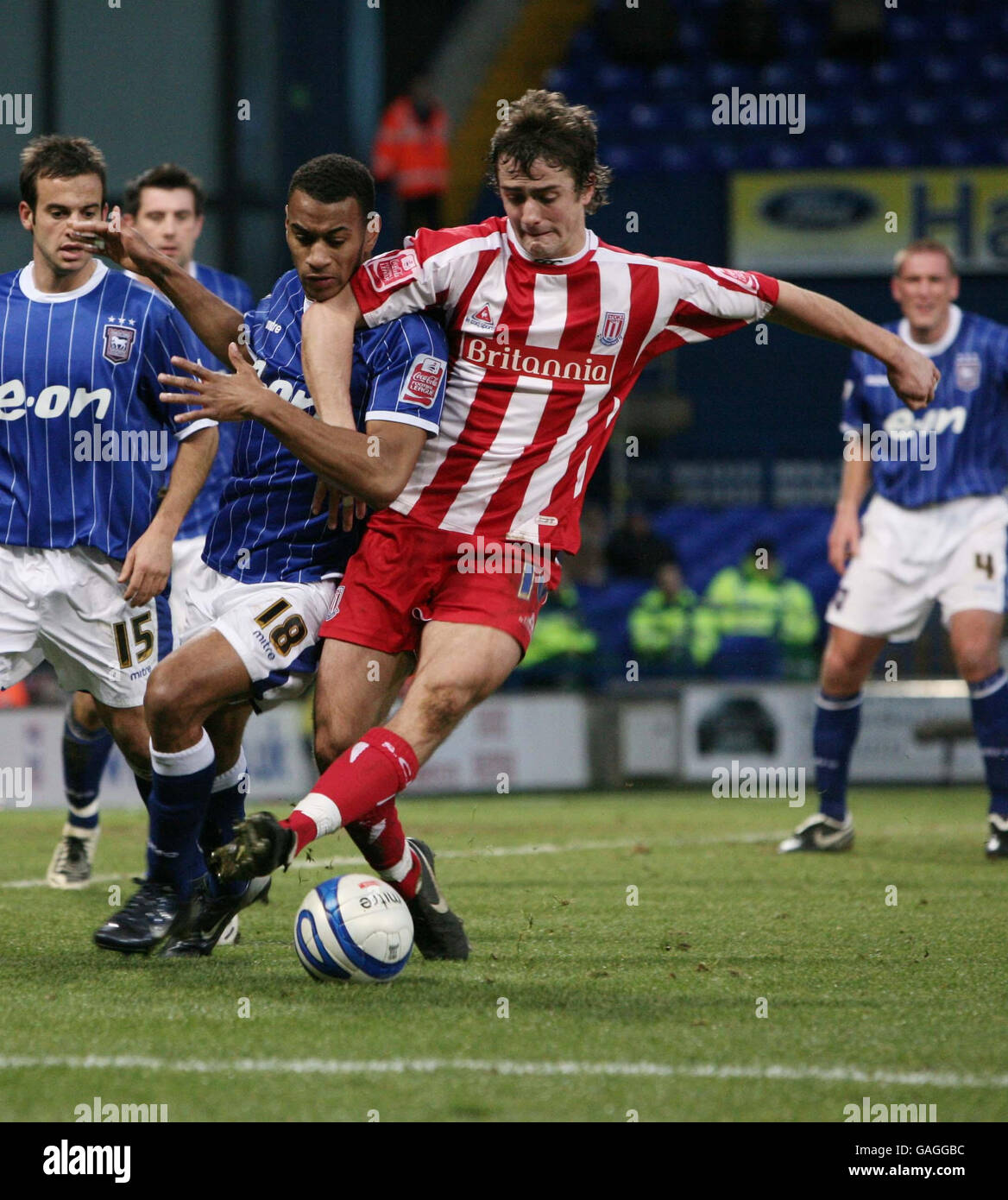 Ipswich's Danny Haynes and Stoke's Danny Pugh during the Coca-Cola ...