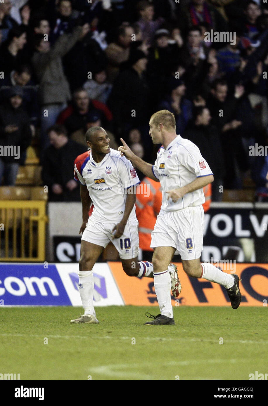 Clinton Morrison and James Scowcroft celebrate following Palace's third ...