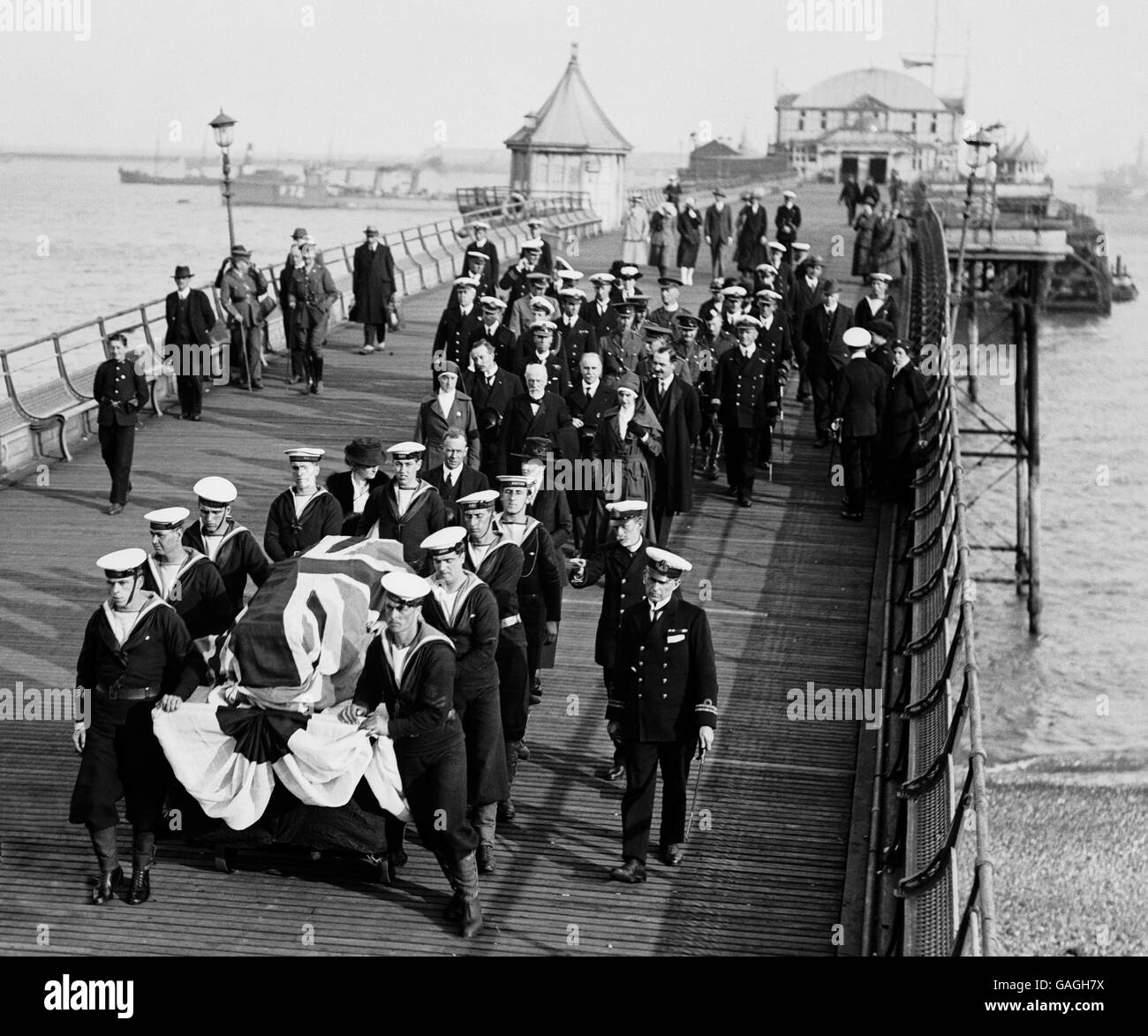 The coffin of nurse Edith Cavell, who was executed by the German ...