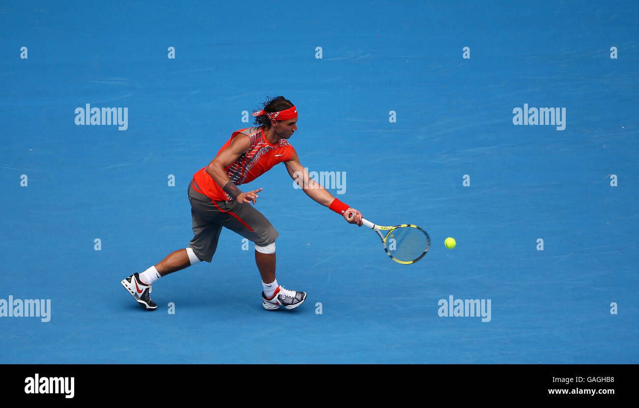 Rafael Nadal in action during his match against Gilles Simon on day ...