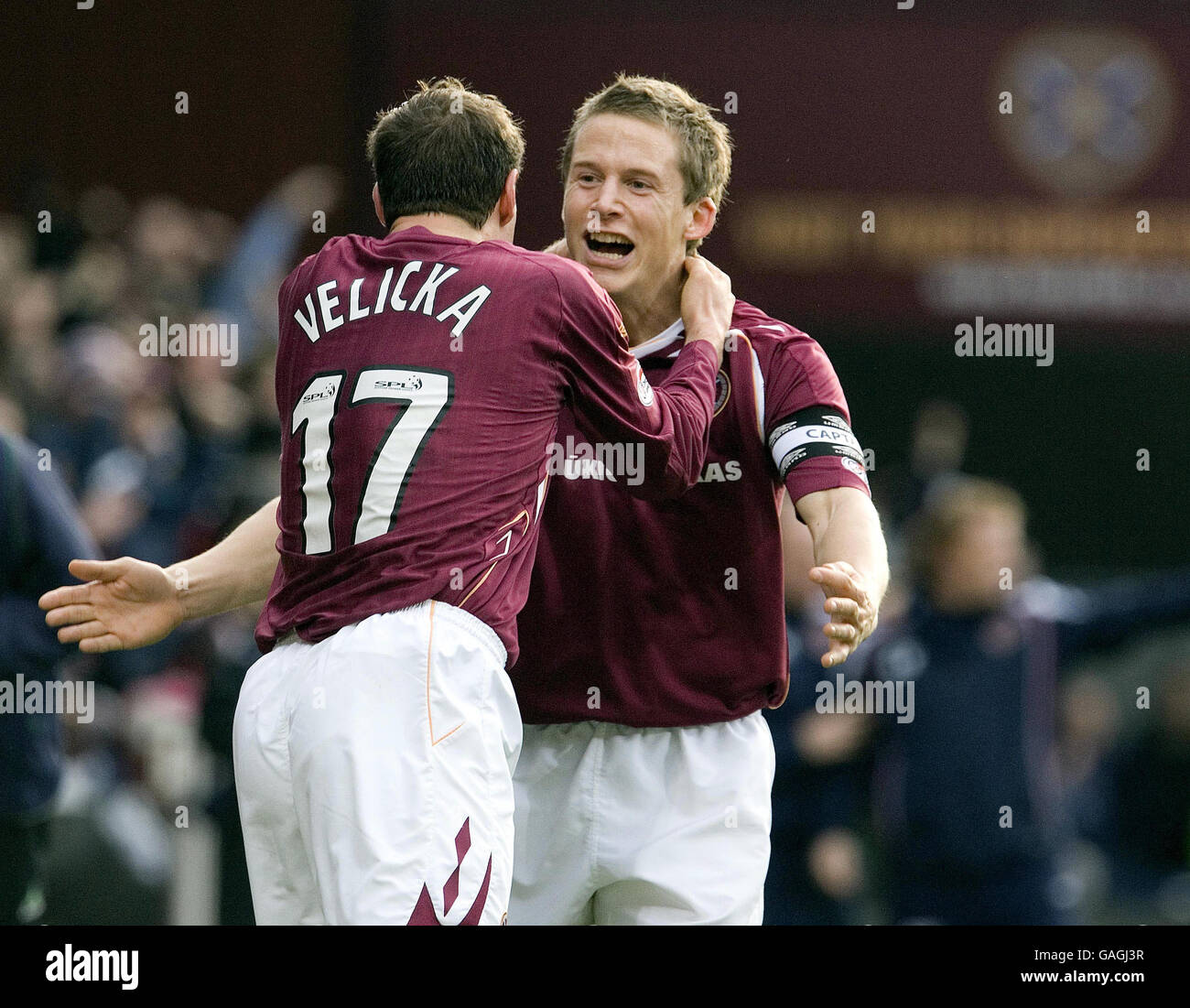 Hearts' Andrius Velicka celebrates with Christophe Berra after scoring ...
