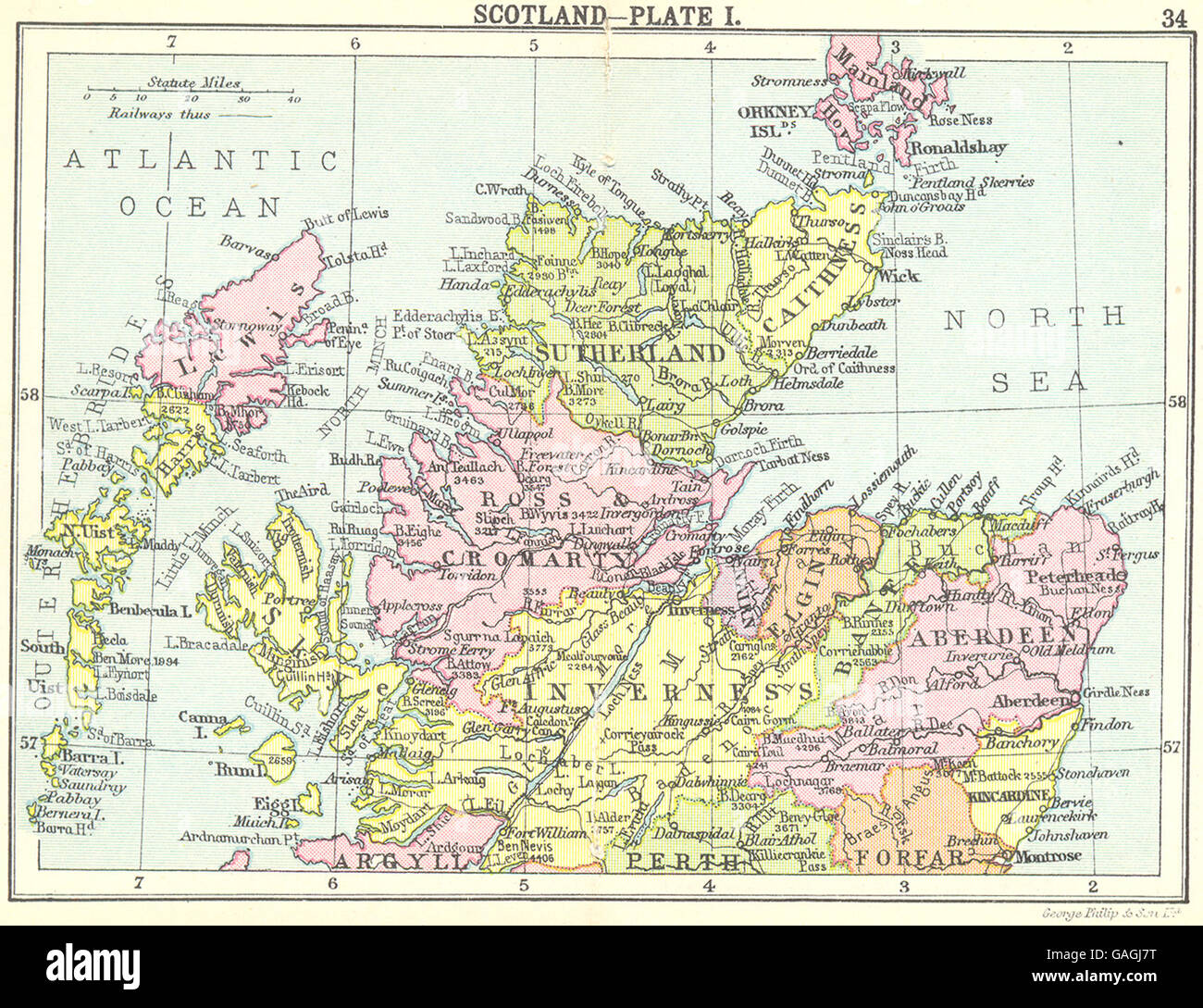 SCOTLAND: Scotland-Plate I; Small map, 1912 Stock Photo - Alamy