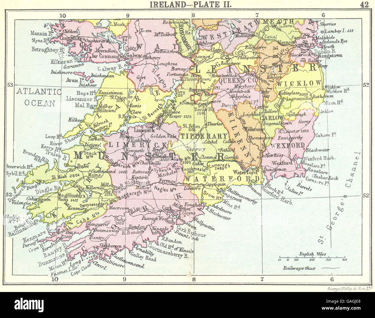 IRELAND: Ireland-Plate II; Small map, 1912 Stock Photo - Alamy