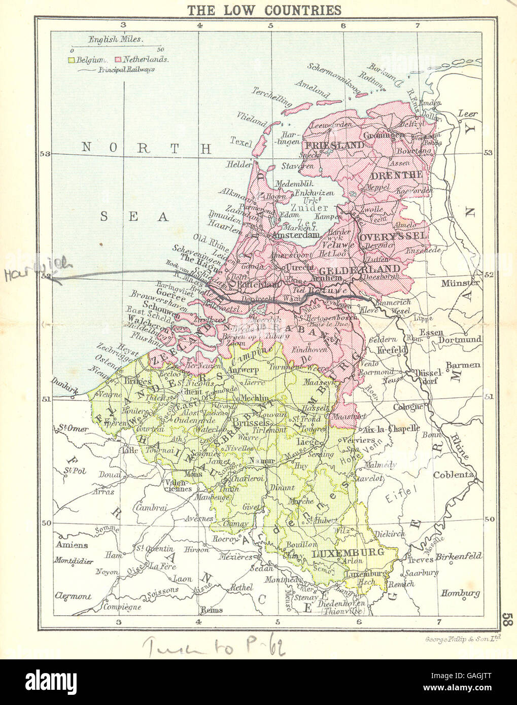 BENELUX: The Low Countries; Small map, 1912 Stock Photo - Alamy